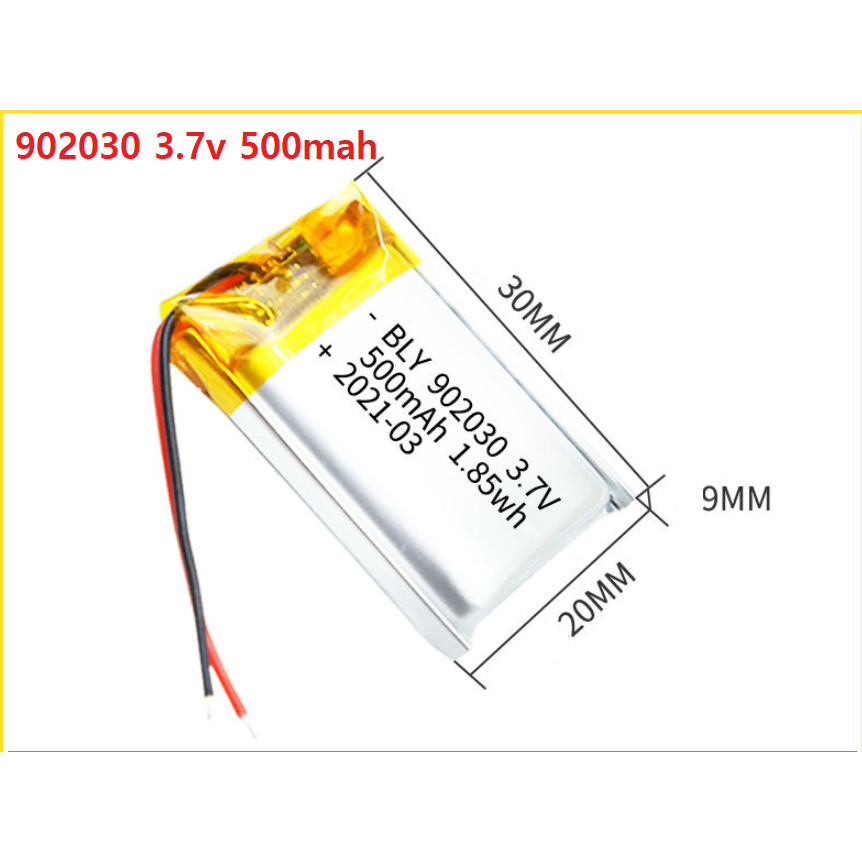 Pin sạc LiPo 3.7V 500mah 902030 Thiết bị điện tử Mp3 MP4 MP5 GPS PSP ...