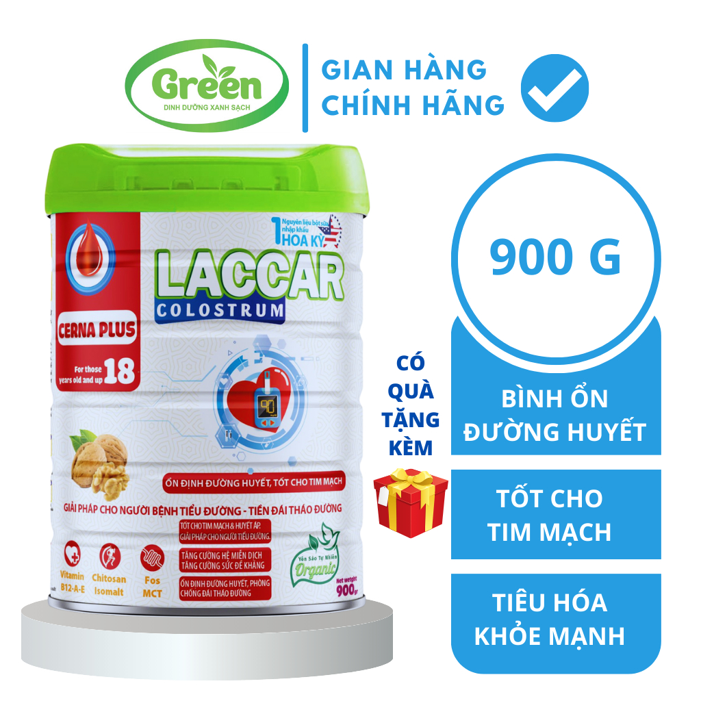 Sữa tiểu đường Laccar Cerna Plus Greenmilk 900g Date 2025 - Greenmilk