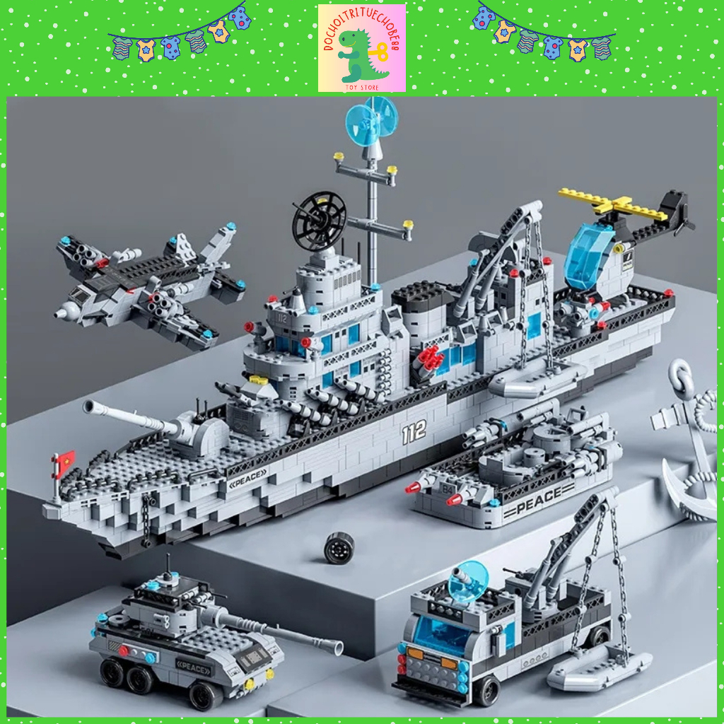 Bộ lắp ghép tàu chiến lego, xếp hình lego tàu lửa, đồ chơi lắp ráp lego ...