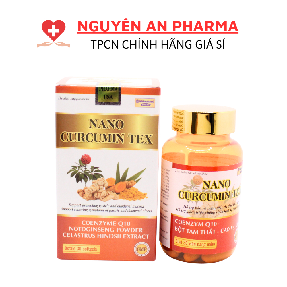 Viên nghệ NANO Curcumin Tex Chai giảm viêm loét dạ dày, bao tử, viên uống dạ dày tam thất xạ đen ...