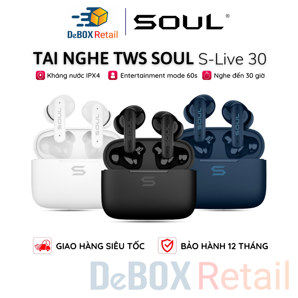 Tai Nghe Bluetooth TWS SOUL S-Live 30, BT 5.3, Kháng IPX4, Độ Trễ Thấp ...