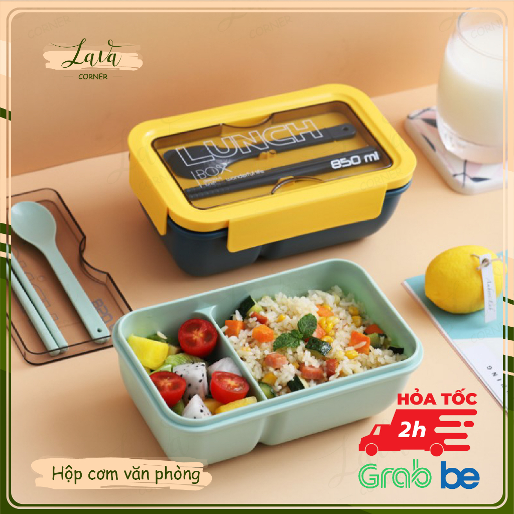 Hộp Cơm Văn Phòng Lúa Mạch Lunch Box Tặng Kèm Muỗng Nĩa Đũa An Toàn Sức ...