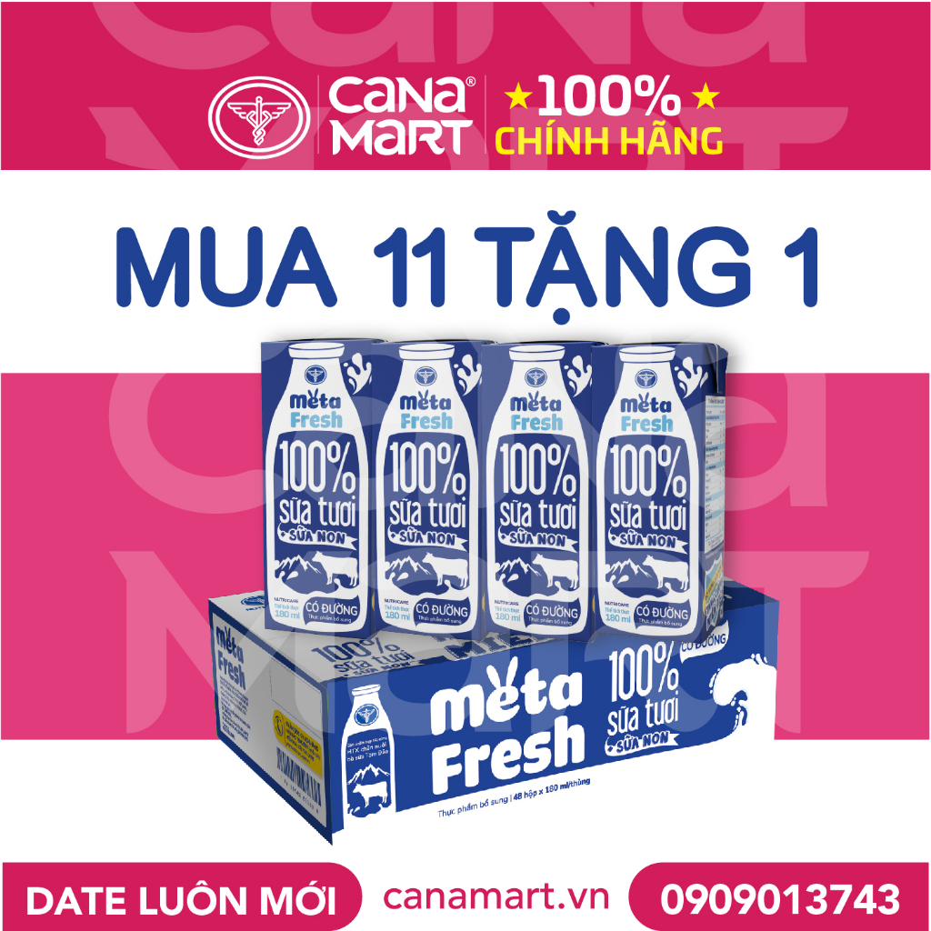 Thùng sữa tươi Nutricare Meta Fresh Có Đường sữa non tăng cường miễn ...