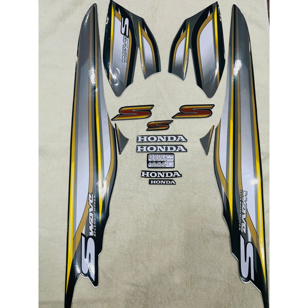 Bộ tem decal dán xe máy Honda Wave S100 đời 2008 màu đen zin thái siêu ...