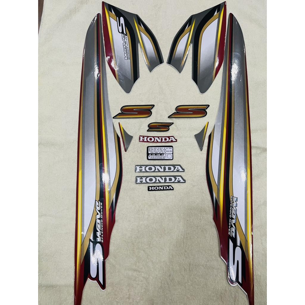 Bộ tem decal dán xe máy Honda Wave S100 đời 2008 màu đỏ zin thái siêu ...
