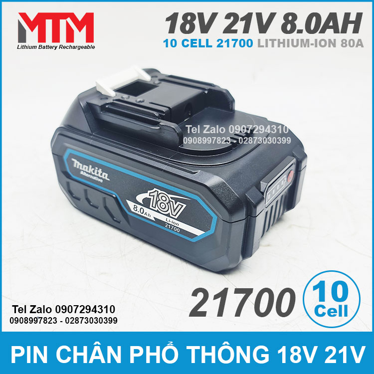 Pin chân phổ thông M21 Makita Hukan Dekton 18V 21V 8.0Ah 10 cell 21700 - mạch 80A | Shopee Việt Nam
