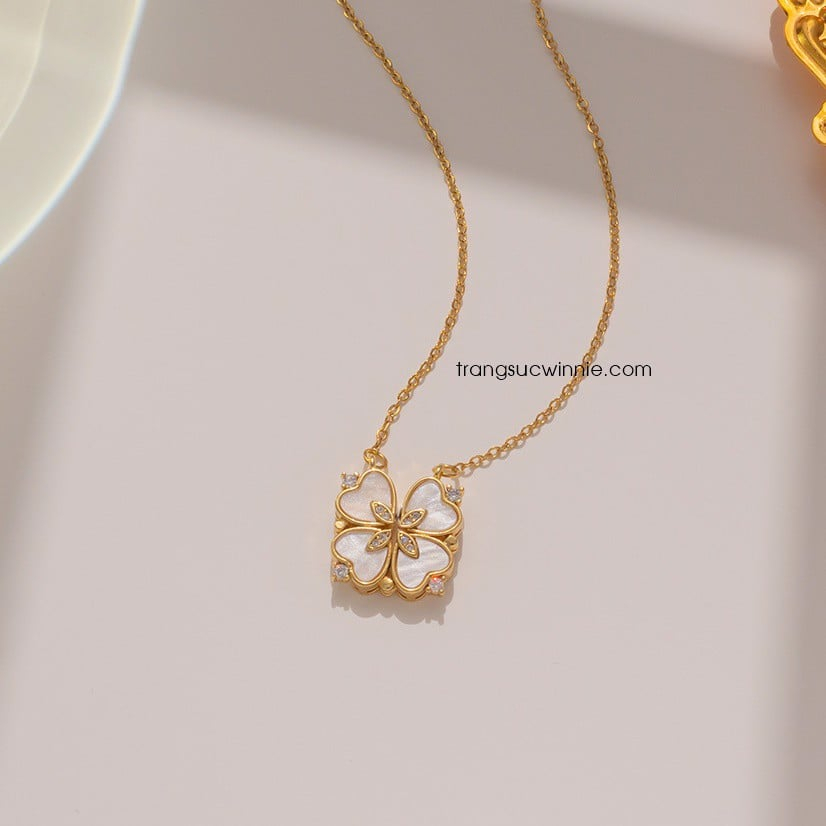 Dây chuyền nữ titan Clover nam châm hoa | Shopee Việt Nam