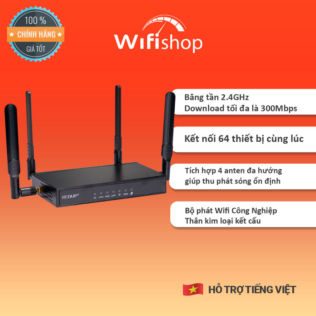 Bộ phát Wifi 4G Công nghiệp Edup AZ803 tốc độ 300Mbps, 1 cổng LAN 4 cổng WAN | Shopee Việt Nam