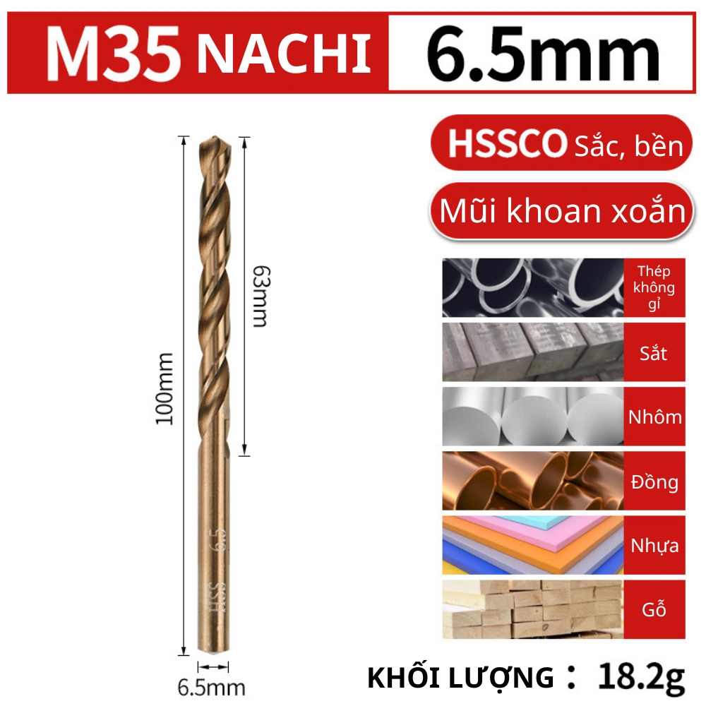 Mũi khoan inox đa năng NACHI Nhật Bản 1mm - 8mm, mũi khoan bê tông, sắt, gỗ chính hãng - Dùng ...