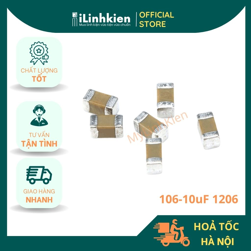 Tụ dán 1206 106-10uF 16V 10% SAMSUNG chất lượng tốt (dây 10 chiếc ...