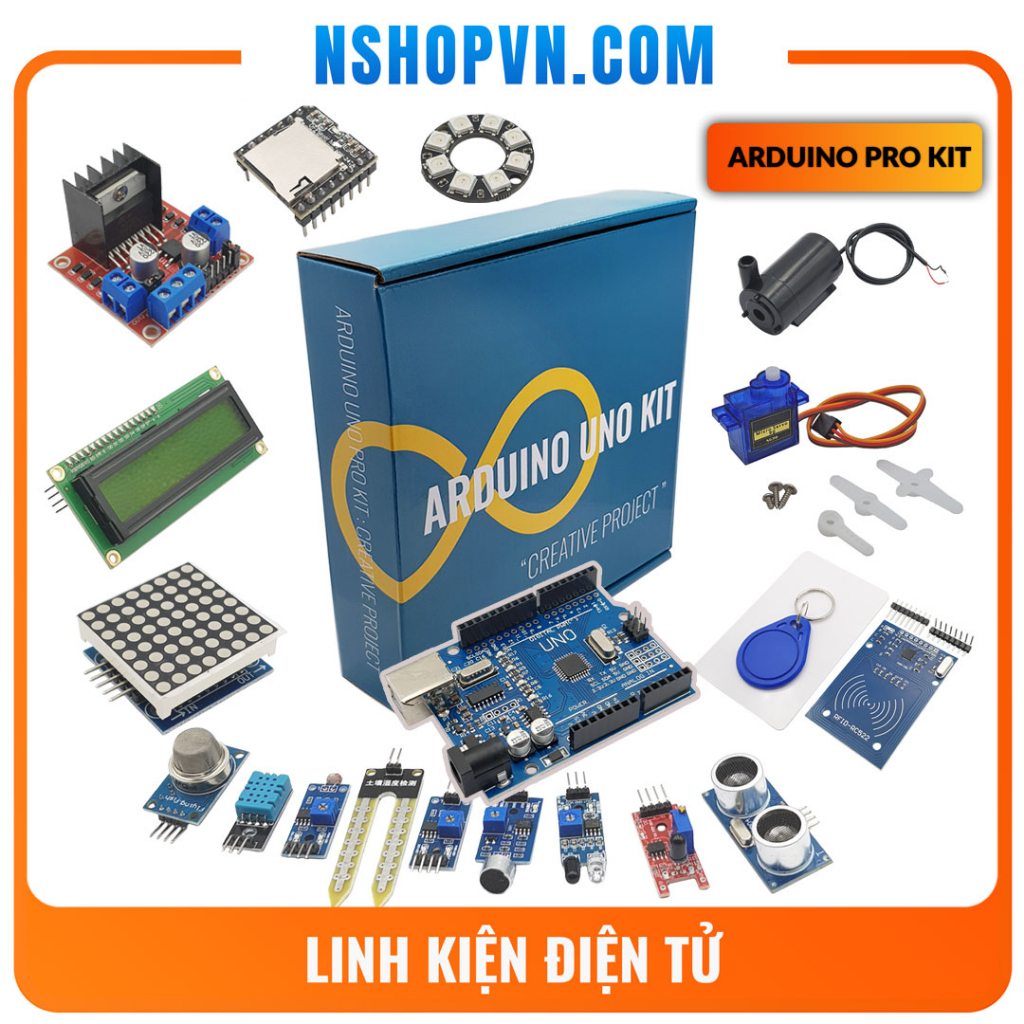 Bộ KIT học lập trình Arduino UNO R3 PRO KIT có code mẫu, hỗ trợ kĩ ...