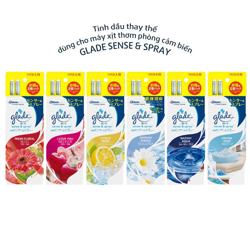 Set 2 chai refill lõi tinh dầu máy cảm biến thơm phòng Glade 18mL nội ...