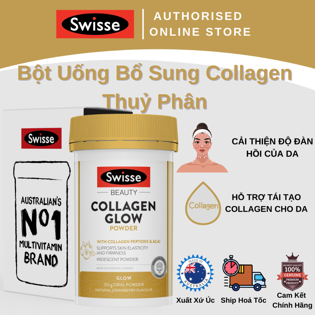 Bột Uống Bổ Sung Collagen Thuỷ Phân - Swisse Beauty Collagen Glow Powder - 120 g | Shopee Việt Nam
