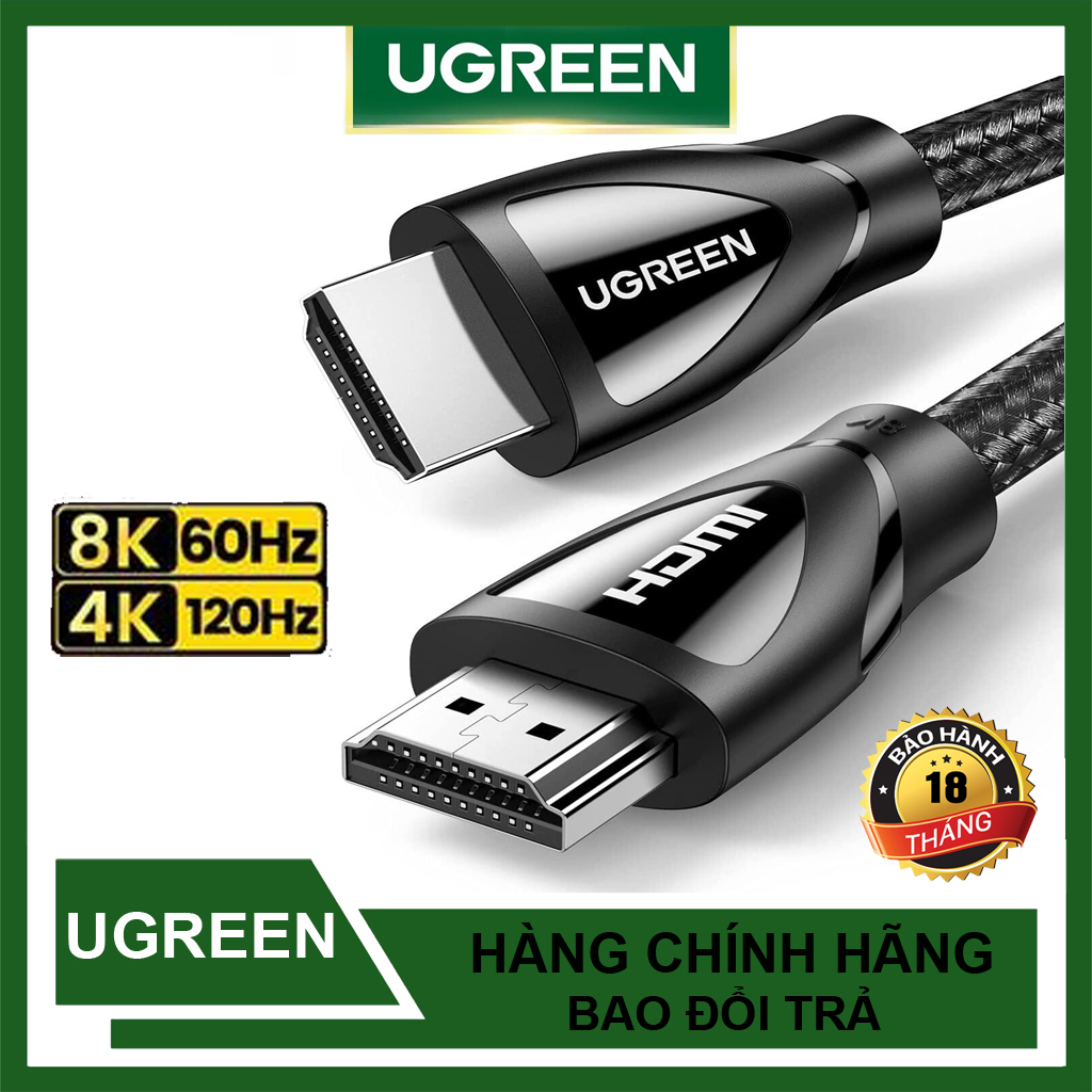 Cáp HDMI 2.1 Ugreen HD140 phân giải 4K120Hz 8K60Hz Dây bọc dù dài 1M ...