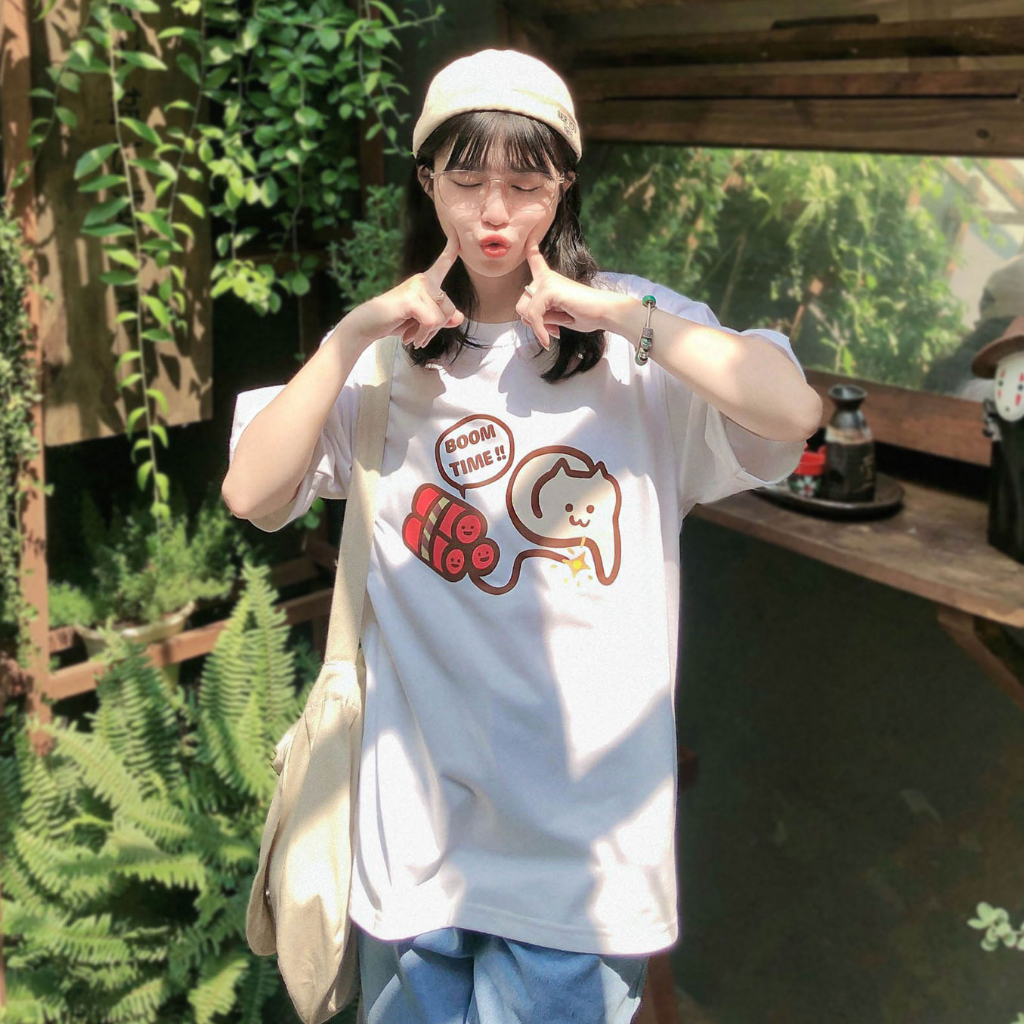 Áo Thun Meow Lười Meow Bánh Mì Meow Bom Nam Nữ Unisex Form To Oversized ...