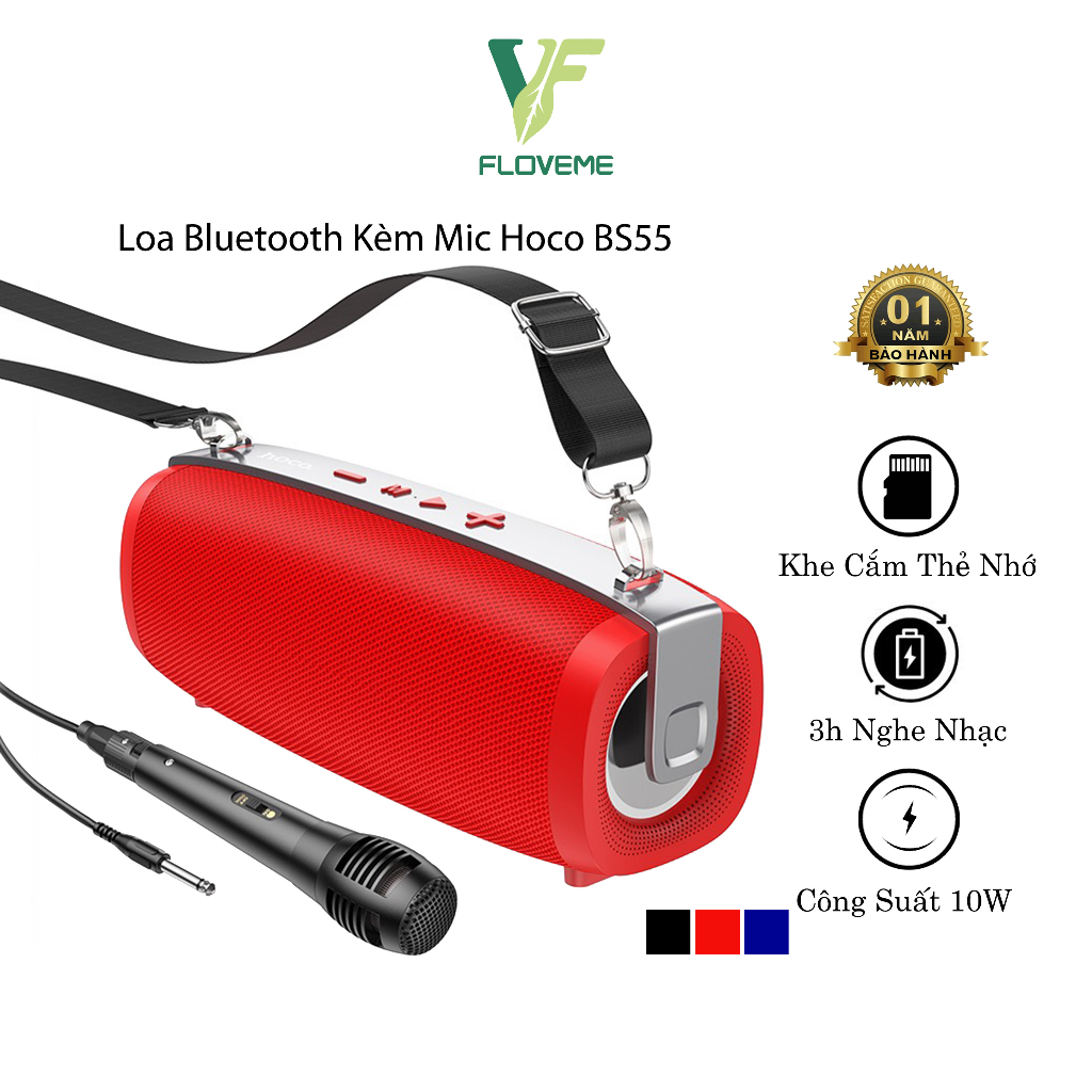 Loa Bluetooth Kèm Mic HOCO BS55, Hỗ Trợ Khe Cắm Thẻ Nhớ, USB, Âm Thanh ...