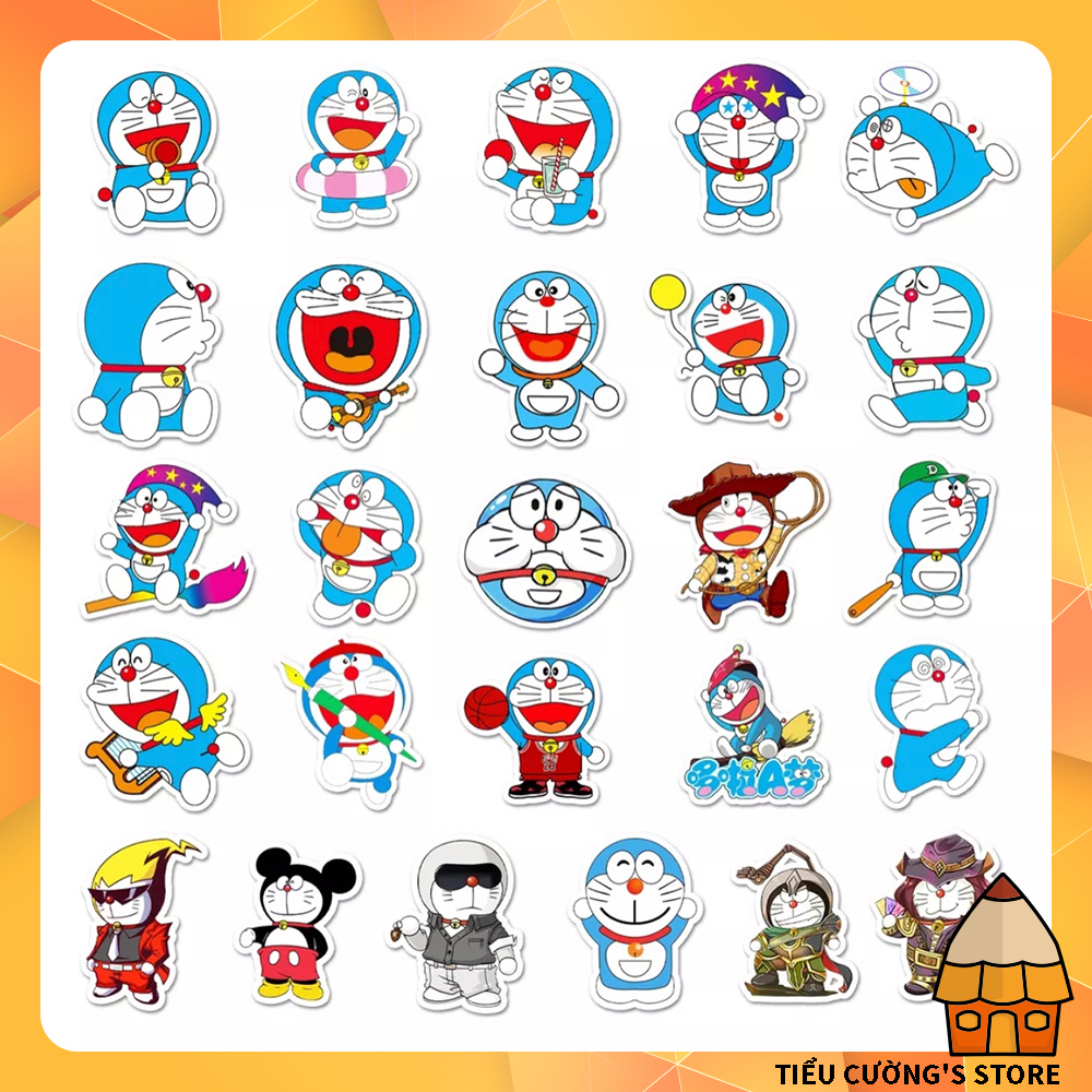 Set 10/20/50 Hình Dán Doraemon 👉 Sticker cute trang trí xe, laptop, nón ...