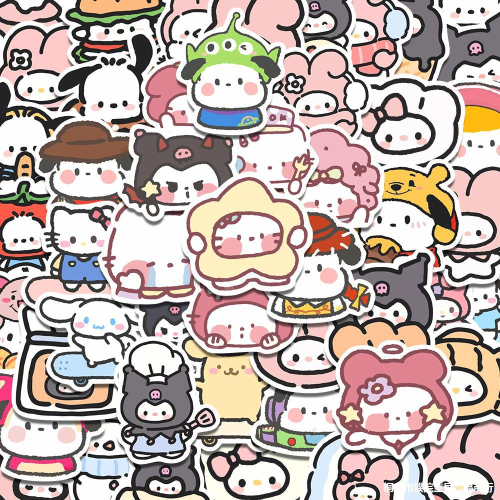 Sticker Nhân vật hoạt hình dễ thương sanrio chibi cute trang trí mũ bảo ...