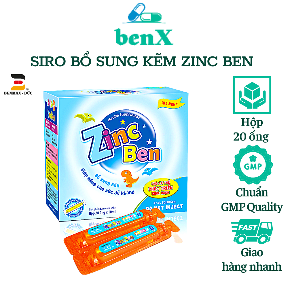 Siro kẽm ZinC cho bé hiệu Benmax hộp 20 ống nâng cao sức đề kháng ...
