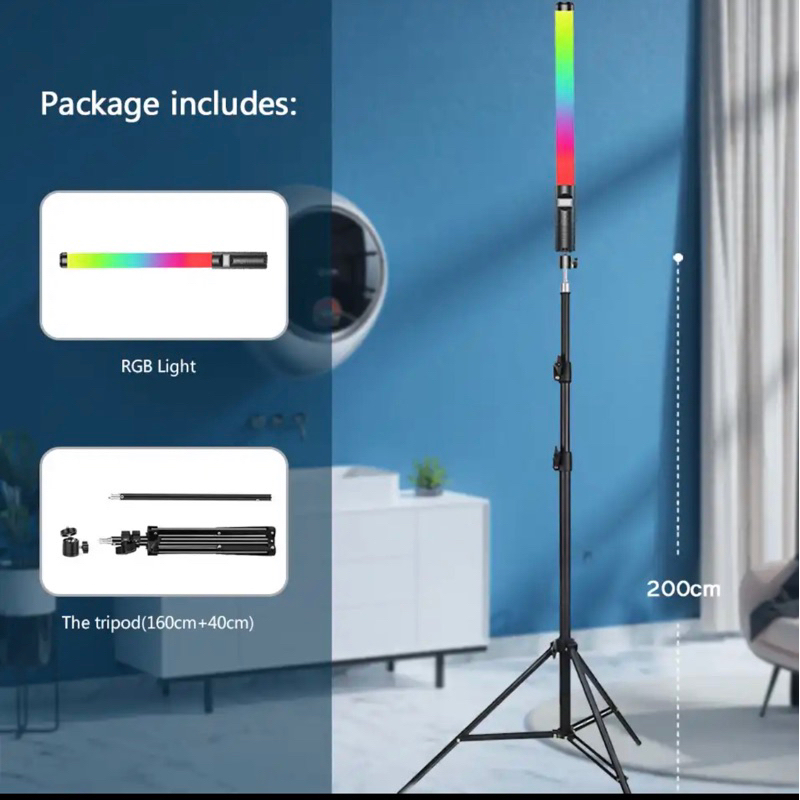 Thanh đèn led hiệu Xlight RGB cầm tay 3200k-5500k với 9 màu sắc hài hòa ...