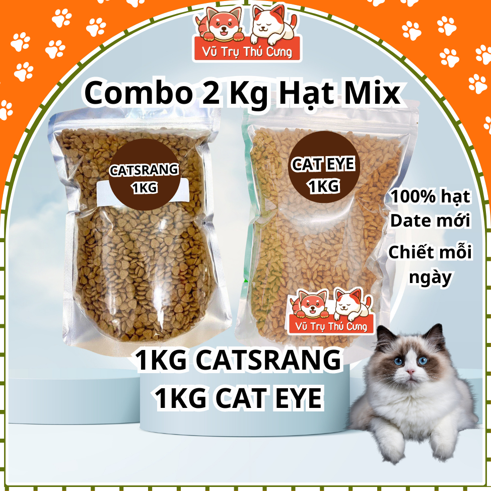 Combo 2Kg hạt Mix Catsrang và Cat Eye Hàn Quốc dành cho mèo biếng ăn ...
