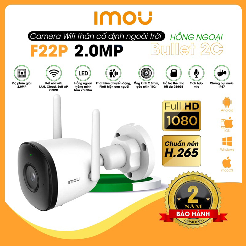Camera IMOU Wifi Ngoài Trời F32P/F52P, Hồng Ngoại 30m, Phát Hiện Chuyển ...