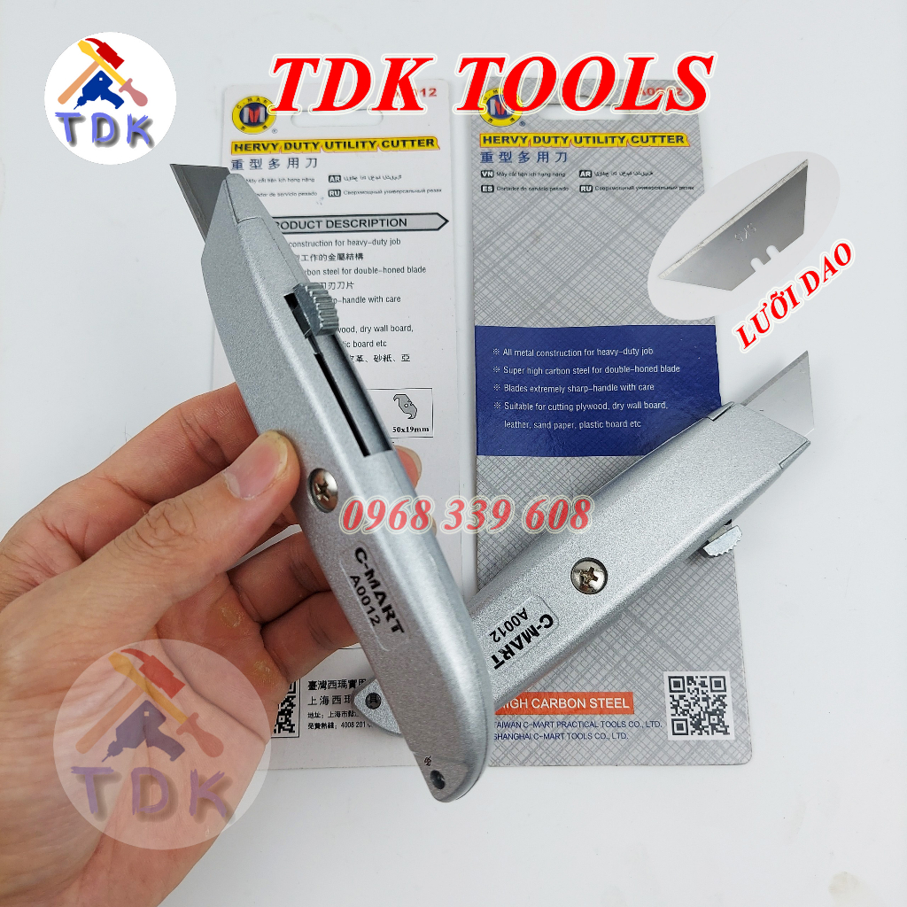 Dao rọc cáp, dao trổ đa năng cán nhôm C-Mart A0012 & Hộp 10 lưỡi dao A0044 | Shopee Việt Nam
