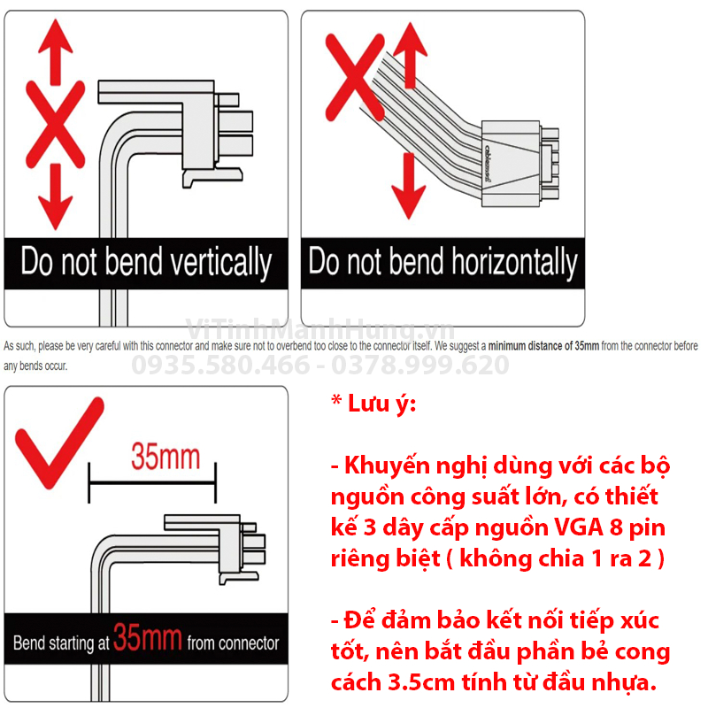 Dây nguồn cho VGA RTX 4090 / 4080 / 4070, dây chuyển 3 đầu 8 pin VGA ...