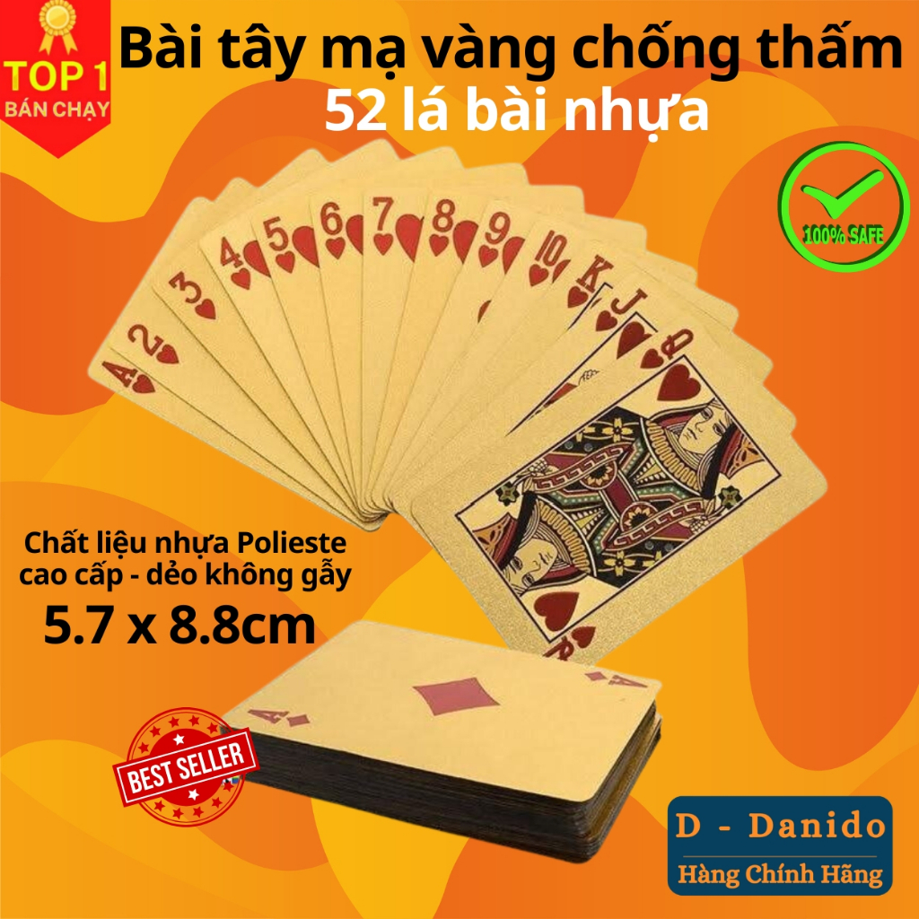 Bài tây PVC mạ vàng 18k cao cấp, chất liệu đàn hồi chống thấm nước ...