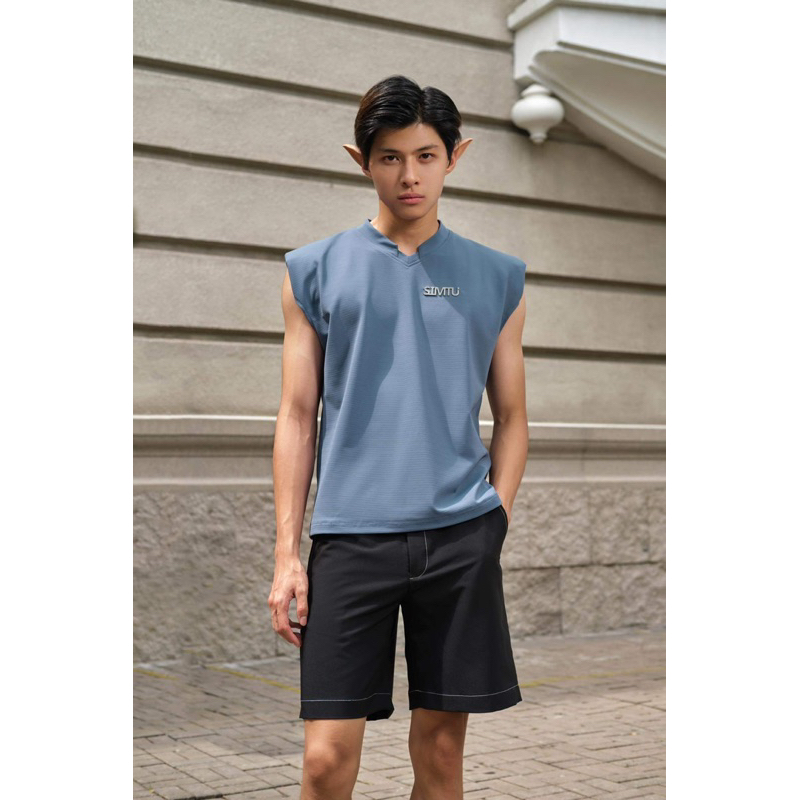 Áo thun gân ba lỗ nam màu xanh dương cao cấp SIMTU | Shopee Việt Nam
