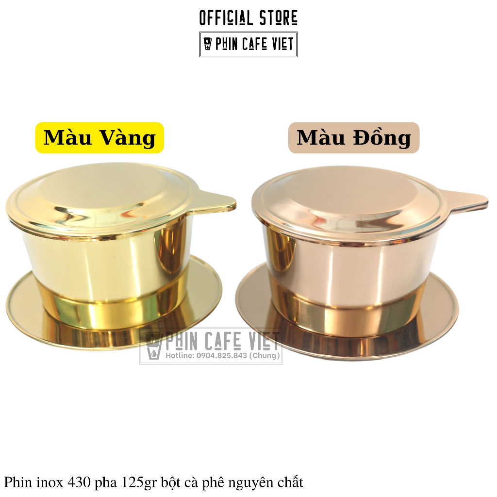 Phin cà phê inox 430 màu vàng/ đồng cỡ lớn pha 125gr cà phê [Khách khắc ...