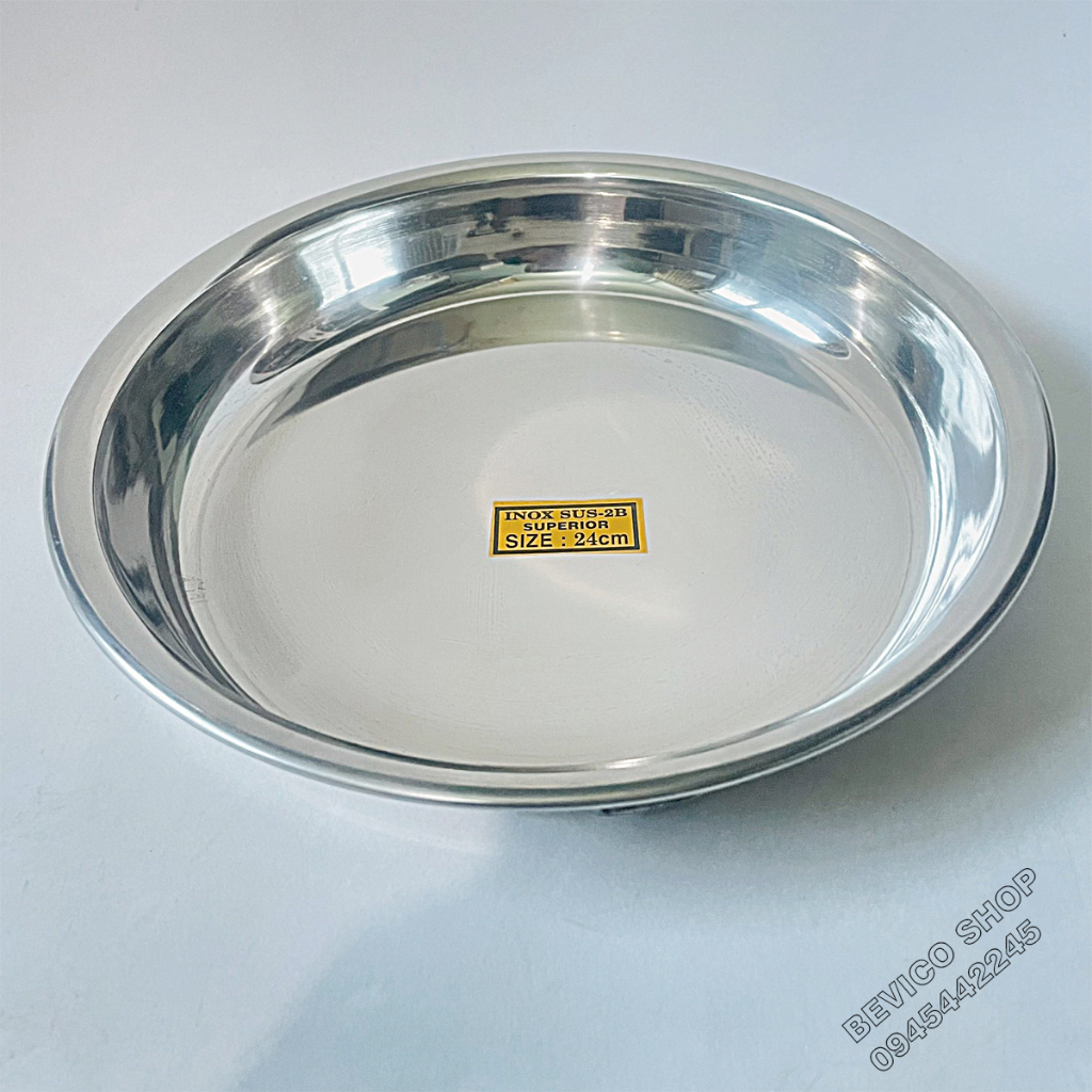 Khay (bơ) inox 304 tròn - nhiều size 20cm, 24cm, 28cm, 30cm, 34cm | Shopee Việt Nam