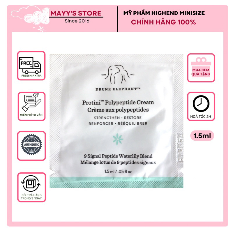 Sample -Kem dưỡng Drunk Elephant Protini Polypeptide Cream 1.5'ml ...