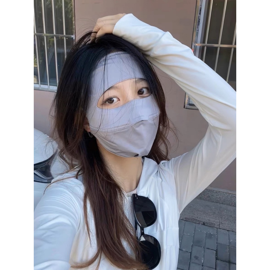Khẩu trang vải su có điều chỉnh dây chống tia UV màu omber siêu xinh ...