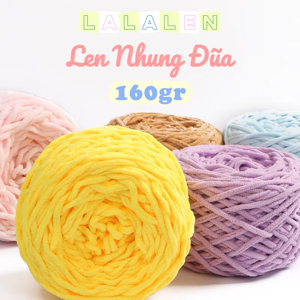 Len Nhung Đũa / Len Bông Sữa 5mm (Bảng Màu Trơn) - Cuộn 160gr | Shopee ...