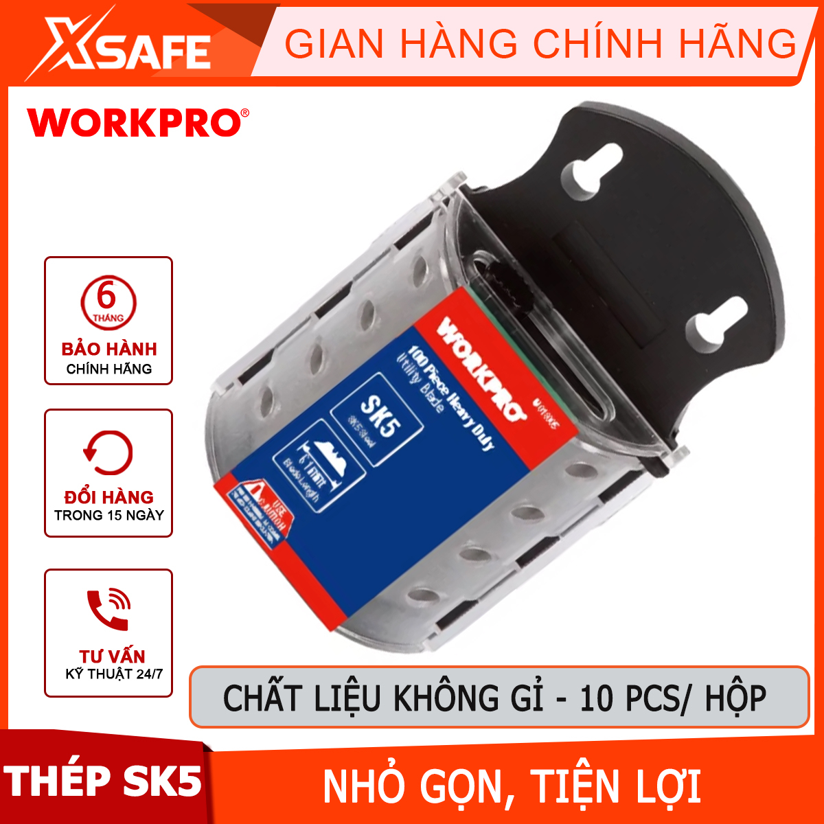 Lưỡi dao rọc giấy Workpro - WP213003 bằng thép SK5, (1set = 10 cái) Chính hãng | Shopee Việt Nam