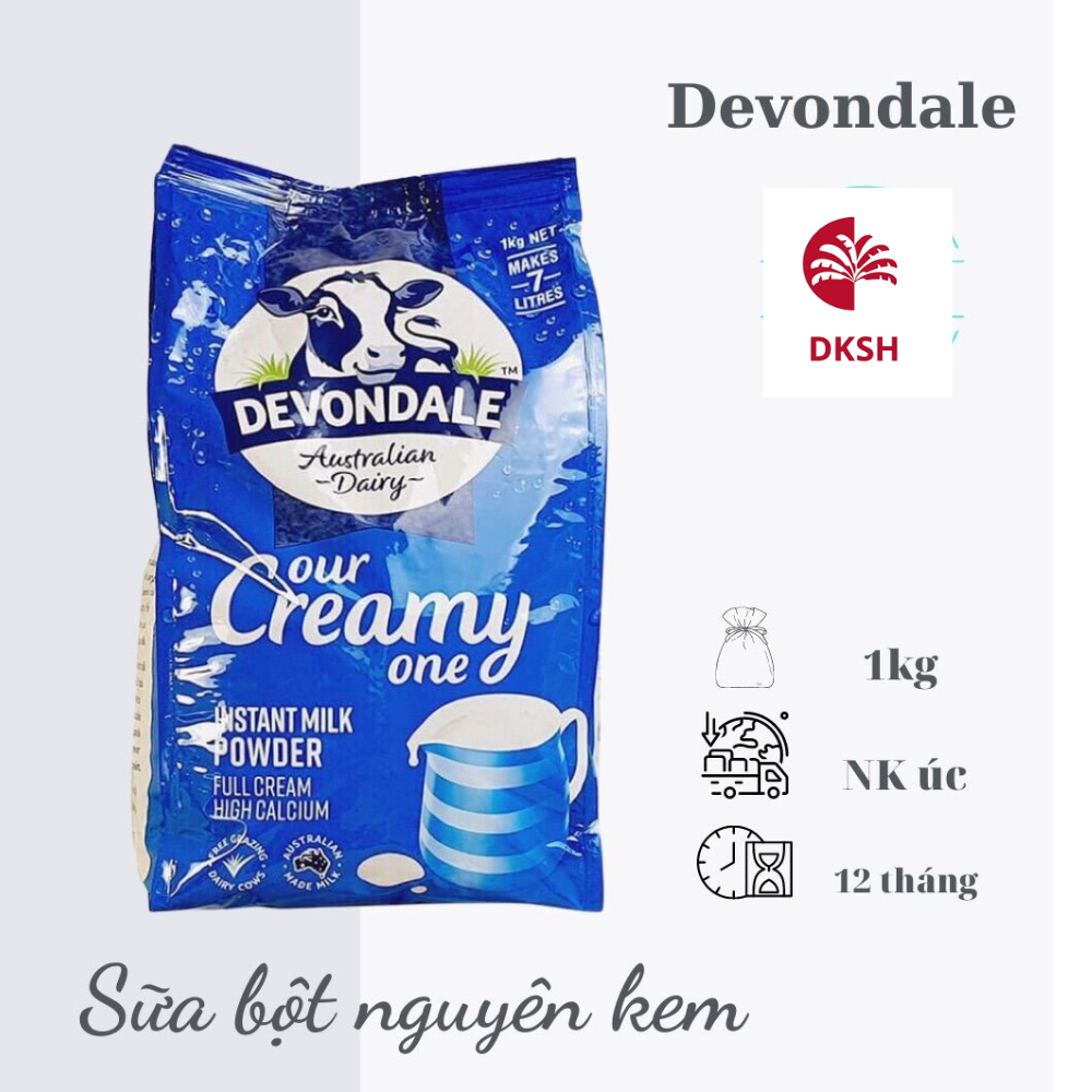 Sữa bột full cream Devondale nguyên kem 1kg/bịch hàng nhập khẩu bởi công ty dksh.(Date 11-2023 ...