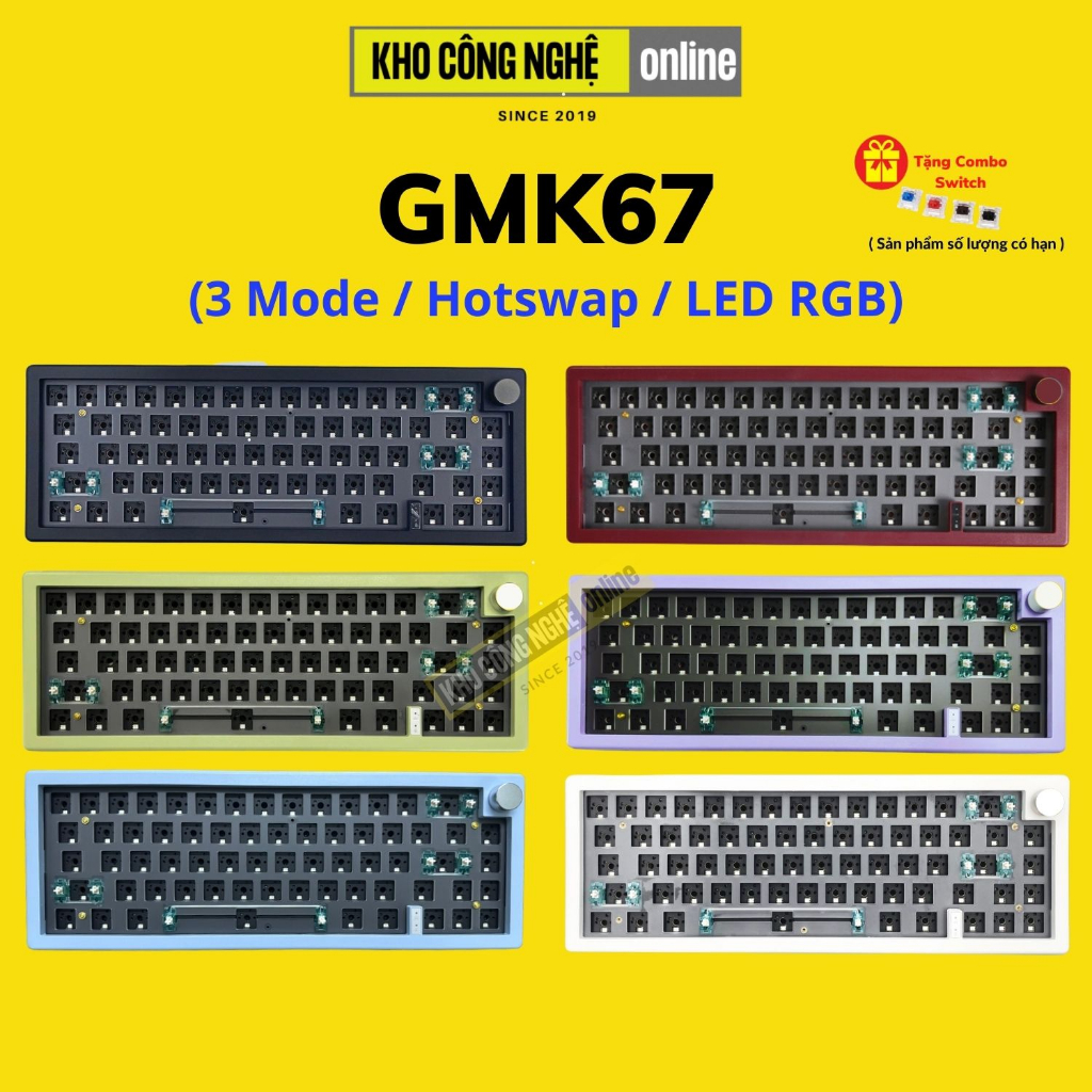 Bộ kit bàn phím cơ không dây GMK67 / GMK67S Mạch Xuôi | Gasket Mount | (Bluetooth 5.0 / Wireless ...