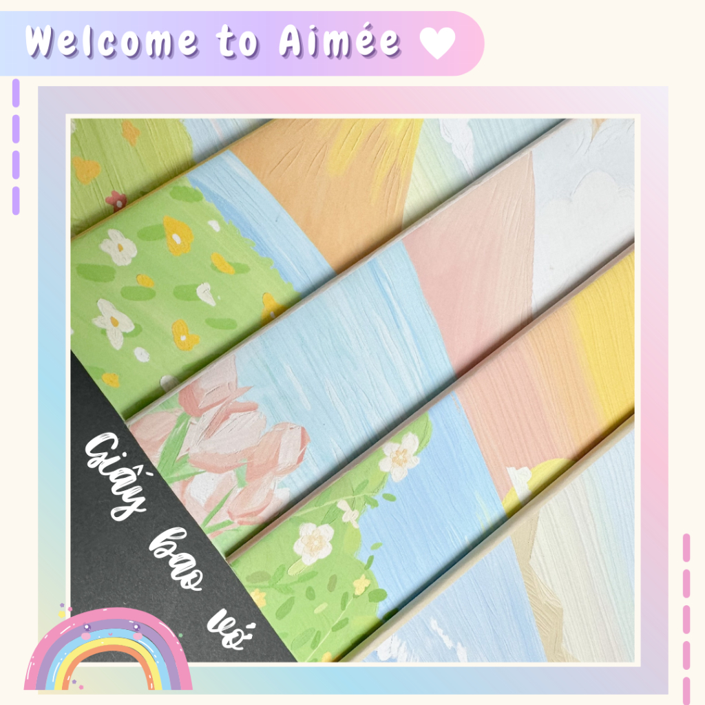 Set 10 giấy bọc vở, bao tập họa tiết tranh vẽ phong cảnh xinh xắn ...