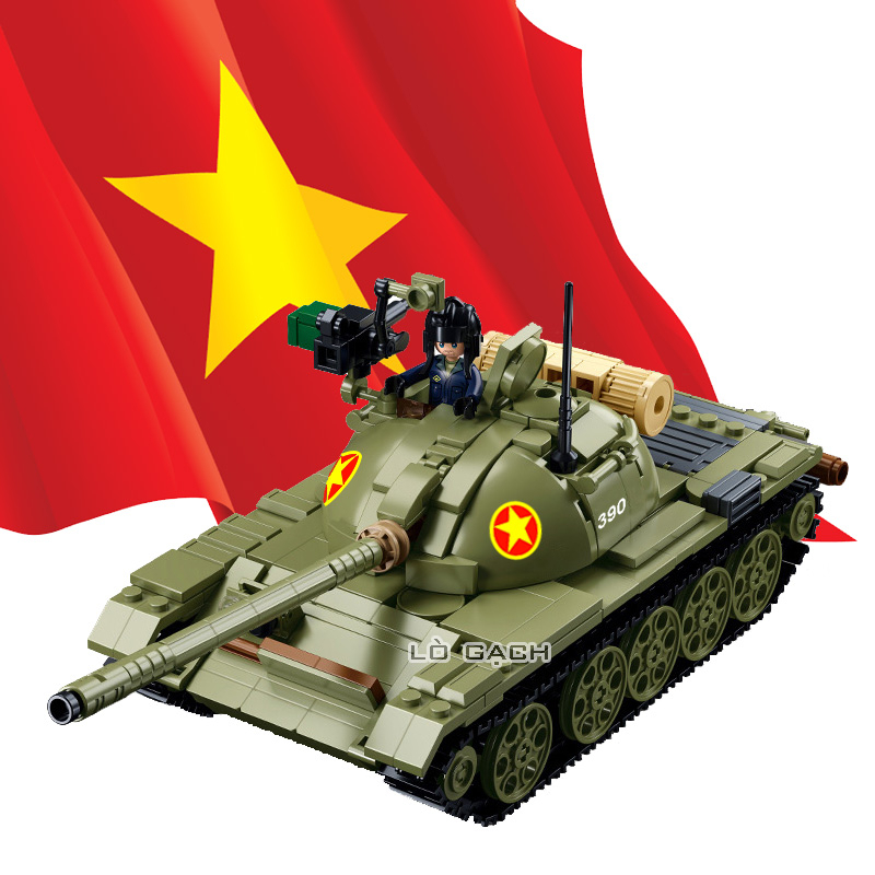 Bộ xếp hình xe tăng T54 T55 Type 59 số hiệu 843, 390, 377 Quân đội Nhân dân Việt Nam 3 trong 1 ...