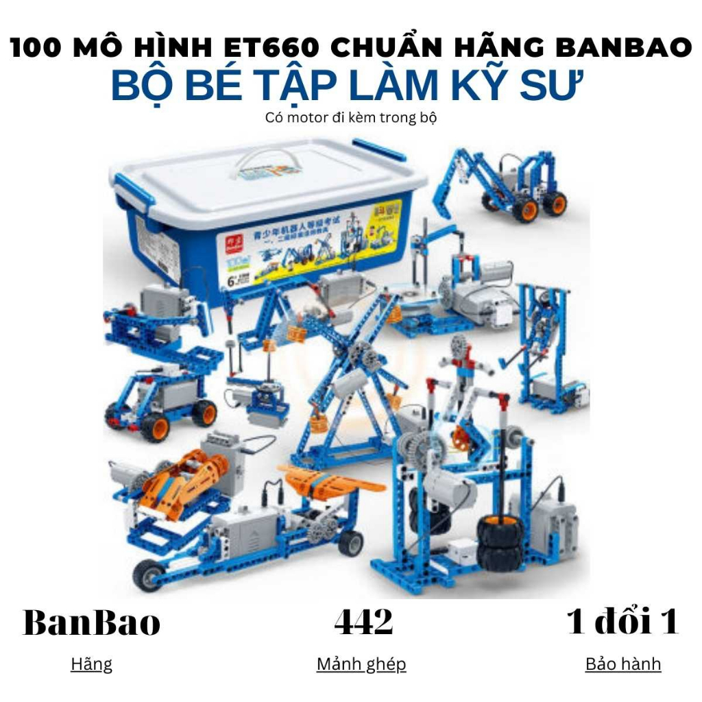 Bộ đồ chơi lắp ráp có động cơ 100 mô hình 442pcs SKU ET660 Hãng BanBao ...