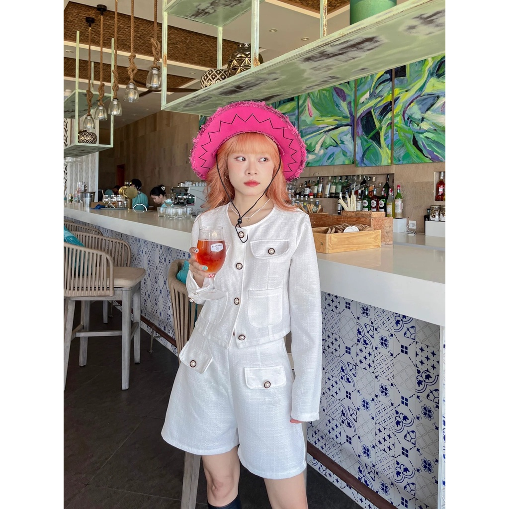 Blanche Set - Set quần short + áo vest tay dài style Hàn Remmus dành ...