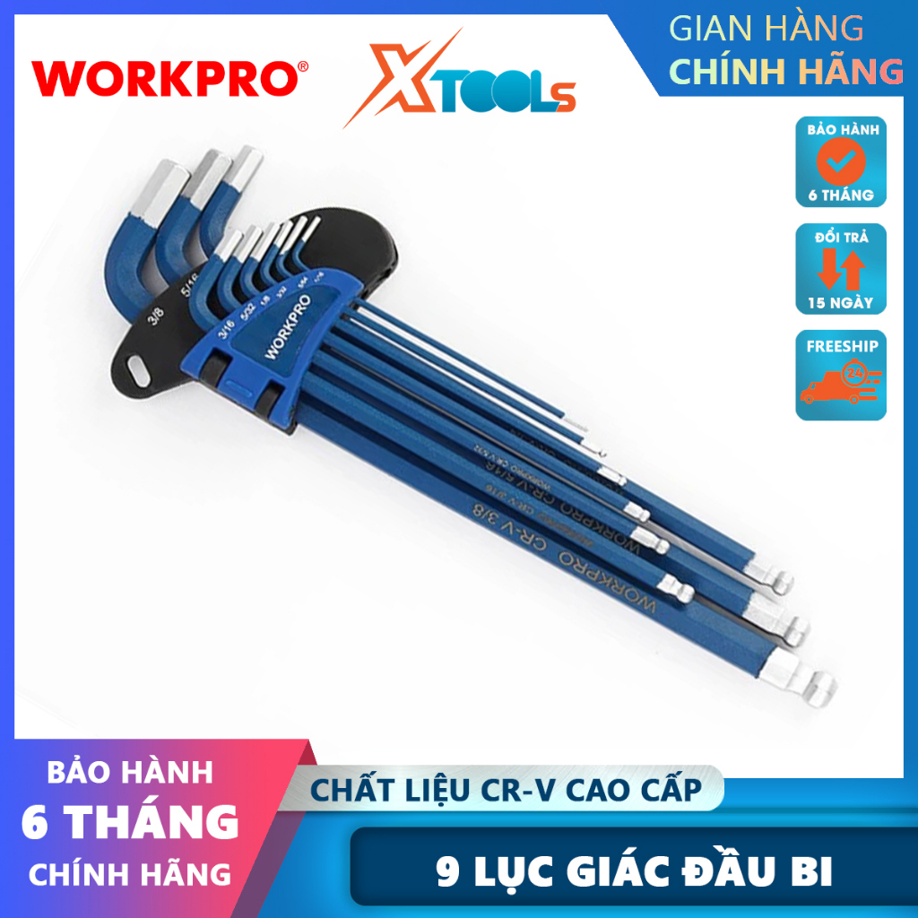 Bộ lục giác đầu bi kiểu L, 9 cái hệ mét thép hợp kim CR-V Workpro - WP222011 | Shopee Việt Nam