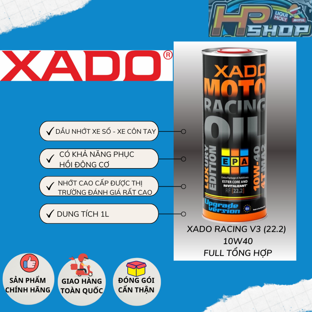 Dầu nhớt Xado Racing 10W40 dành cho xe số - côn tay | Shopee Việt Nam