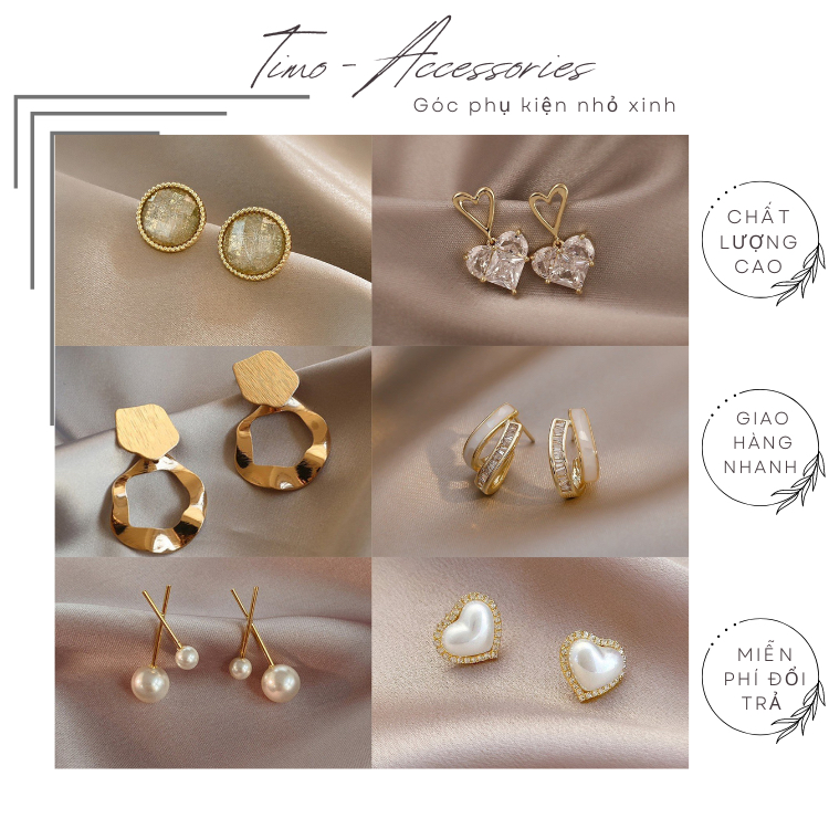 Bông Tai Nữ Tròn Titan Dài Nhựa Đính Đá Timo TS01 | Shopee Việt Nam