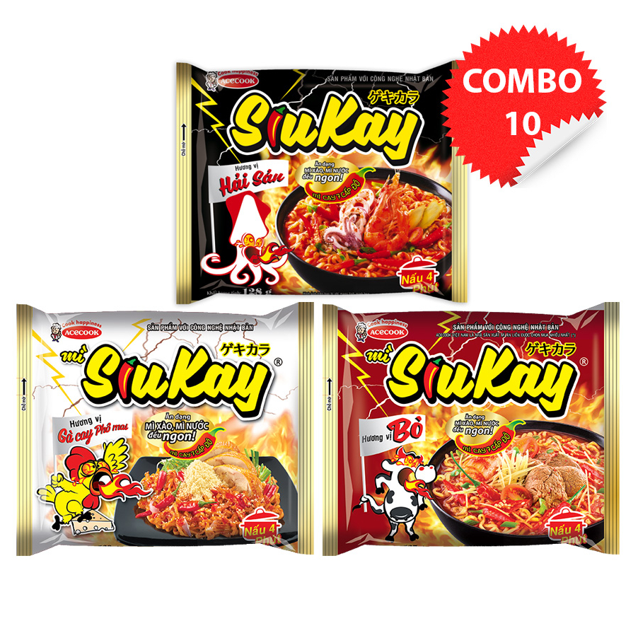 [Combo 10 gói] Mì Siu Kay Hải Sản / Bò / Gà phô mai | Shopee Việt Nam