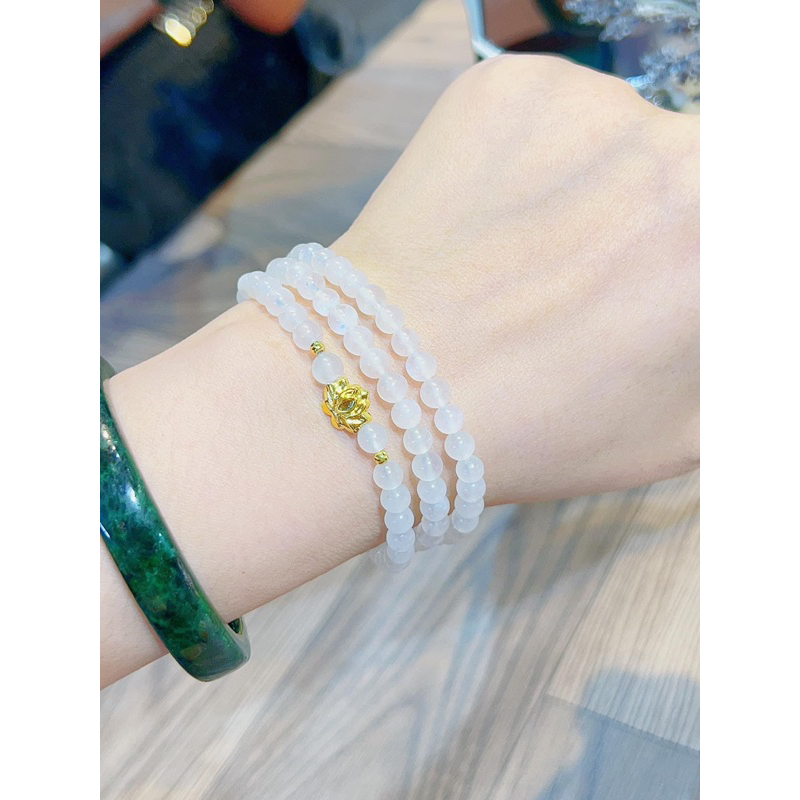 vòng đá moon mặt trăng mix charm sen vàng | Shopee Việt Nam