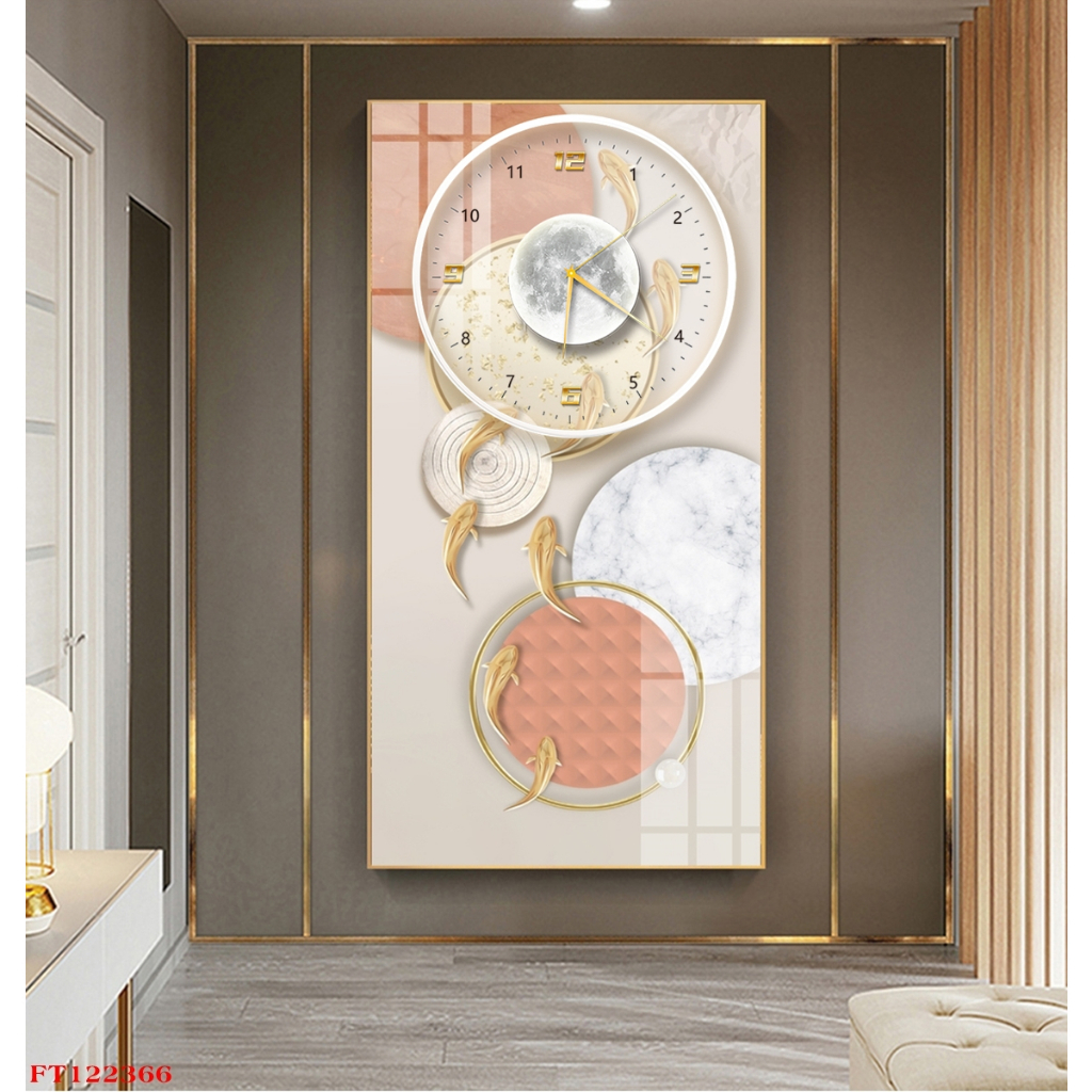 Tranh Treo Tường Đồng Hồ Cửu Ngư May Mắn Tráng Gương Cao Cấp Oha Decor ...