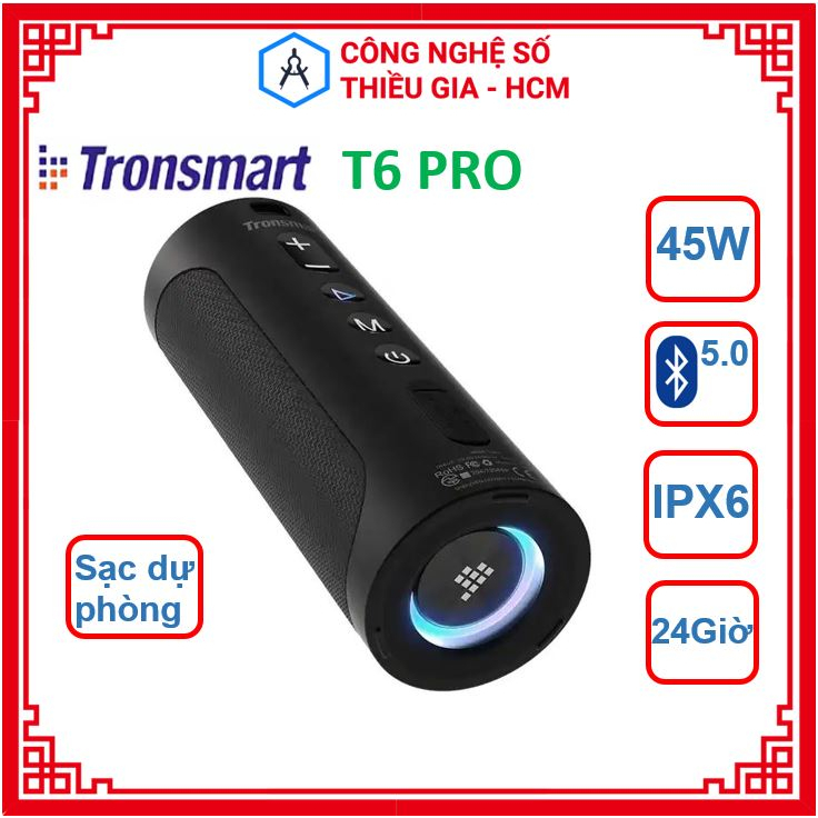 Loa Bluetooth Tronsmart T6 Pro công suất 45W Chống nước IPX6 Ghép nối 2 ...