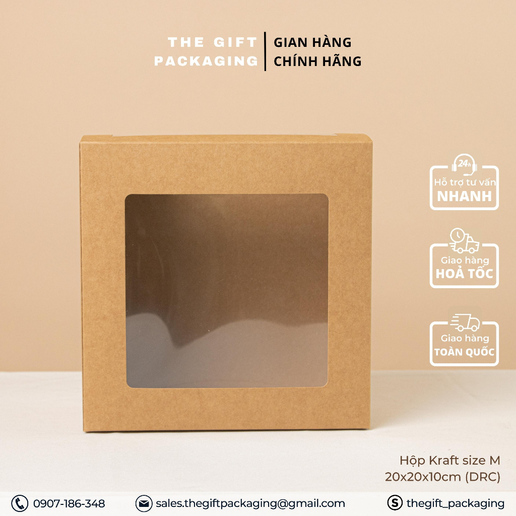 [20x20x10cm] Combo 5-10 Hộp Kraft M nắp gài đựng quà tặng, mỹ phẩm ...